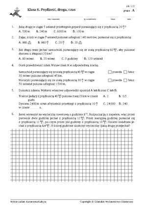 Sprawdzian Diagnozujący z Matematyki, Klasa V - Studocu
