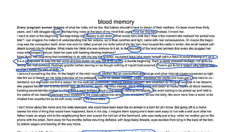 Blood Memory: Exploring Maternal Bonds and Identity - Studocu