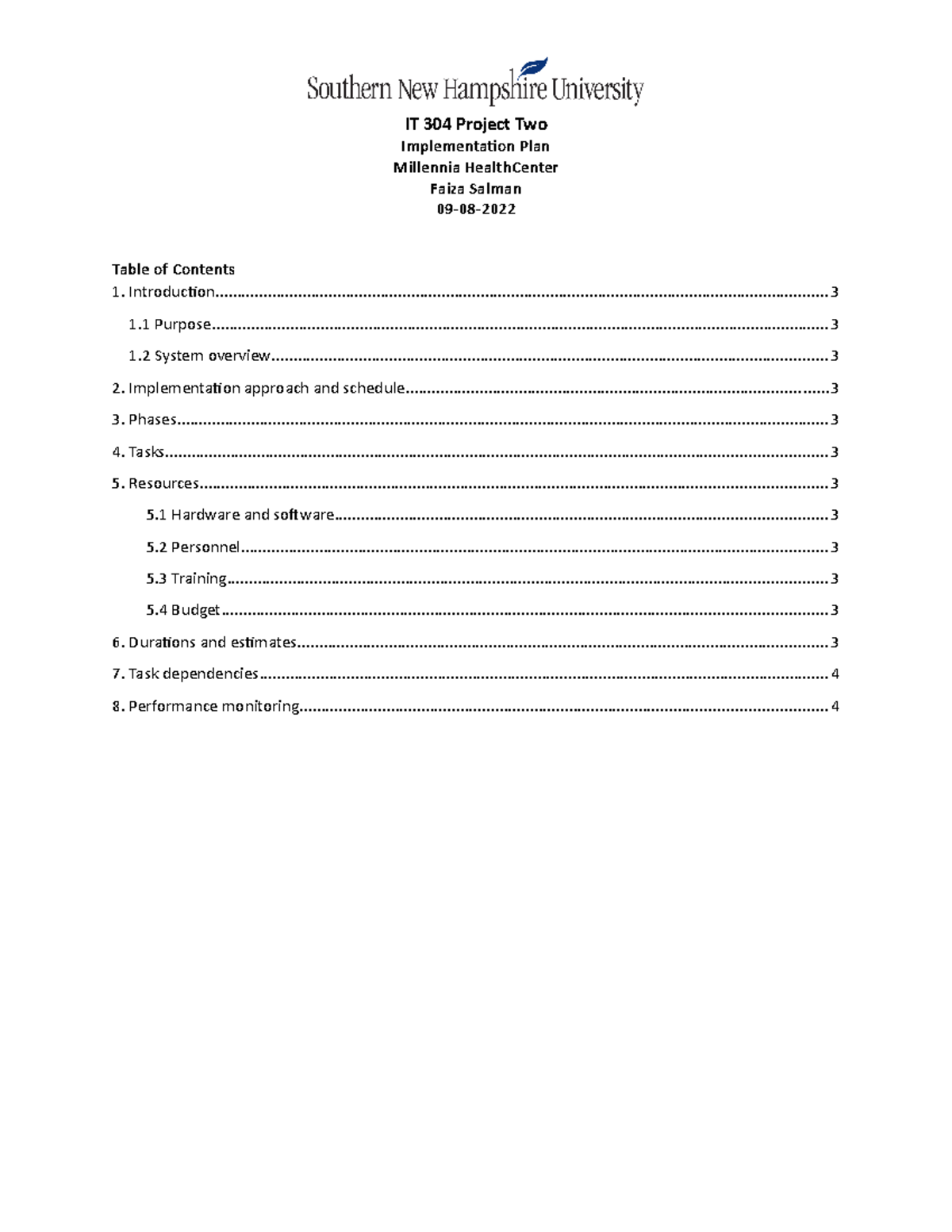 IT 304 Project Two: Comprehensive Implementation Plan for MHC - Studocu