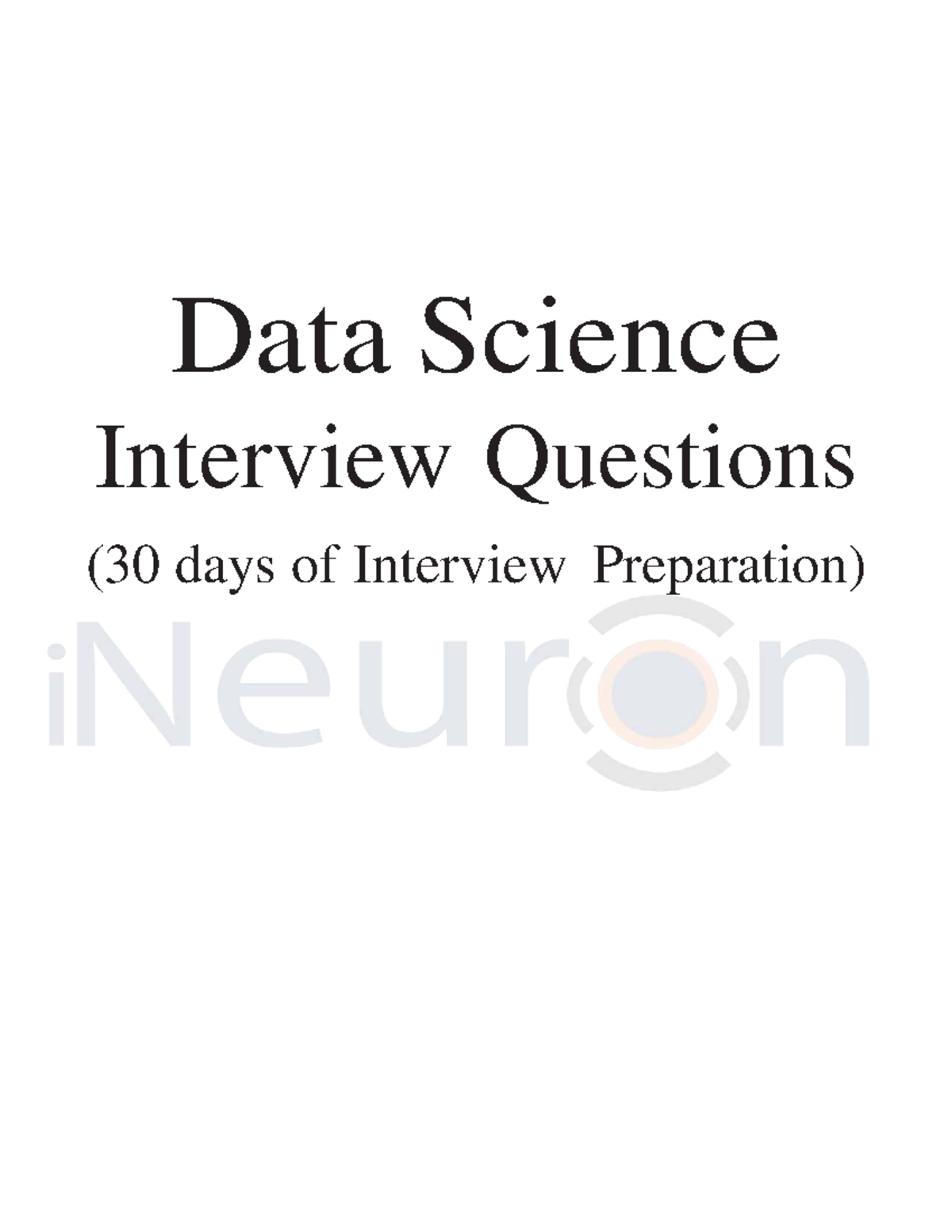 Data Science Interview Prep: Key Q&A for INEURON.AI - Studocu