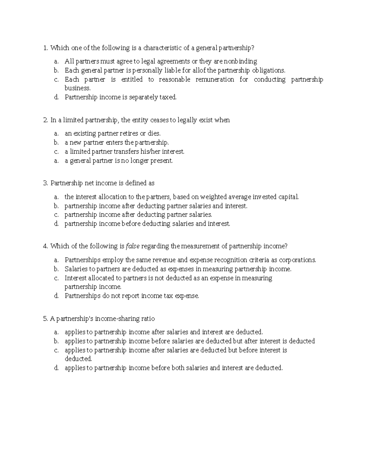 Partnership Theories: Key Concepts and Income Allocation Principles ...