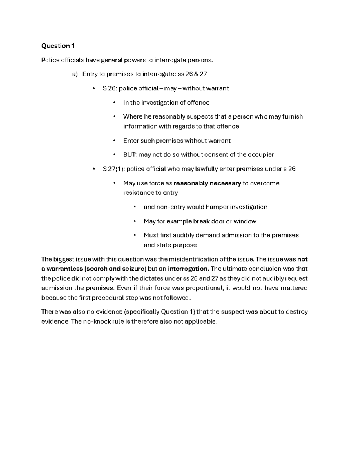 Final Exam Notes: Police Interrogation Procedures (LAW 101) - Studocu
