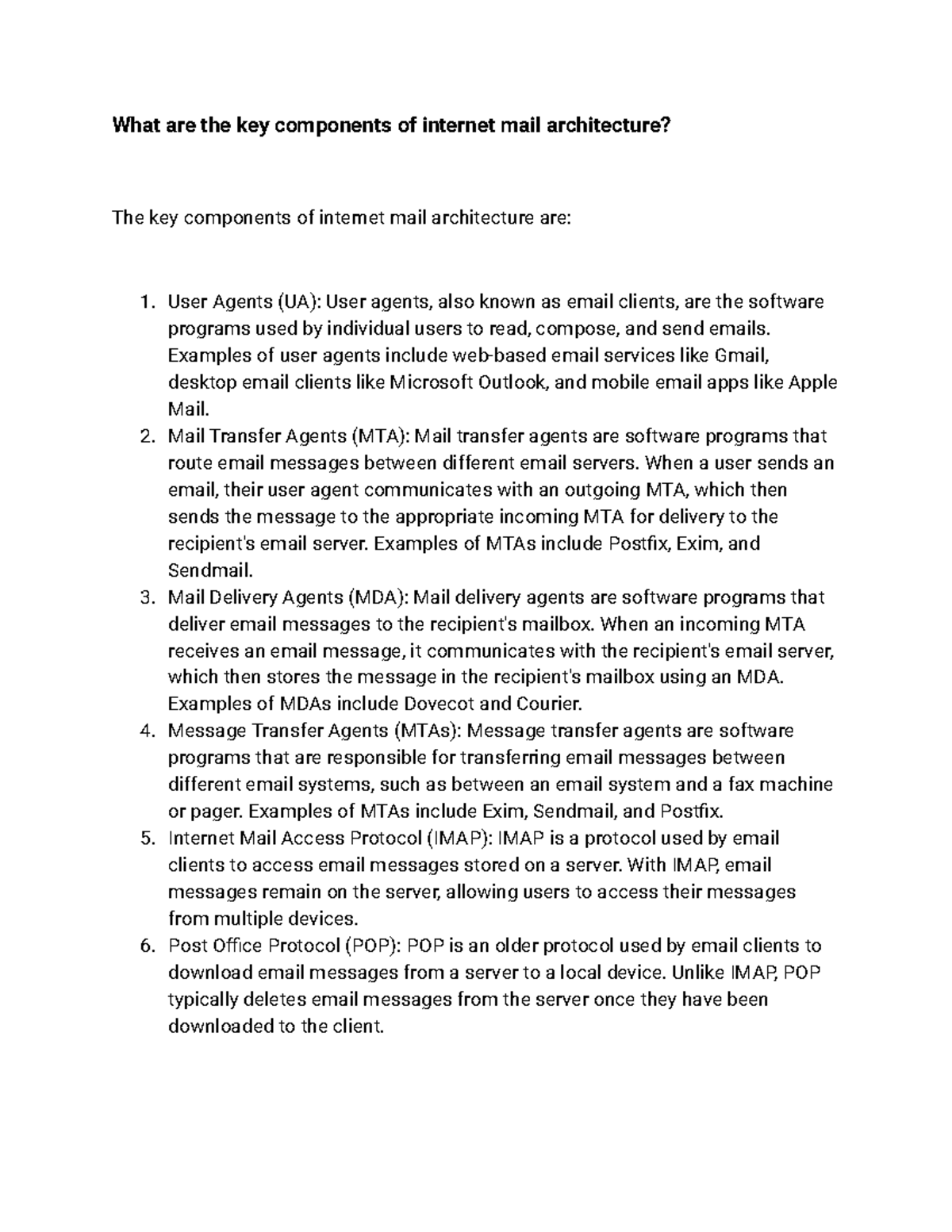 Key Components of Internet Mail Architecture Explained - Studocu