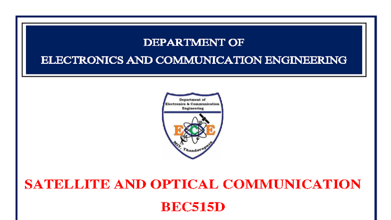 BEC515D Module 3: Communication Satellites Notes and Overview - Studocu