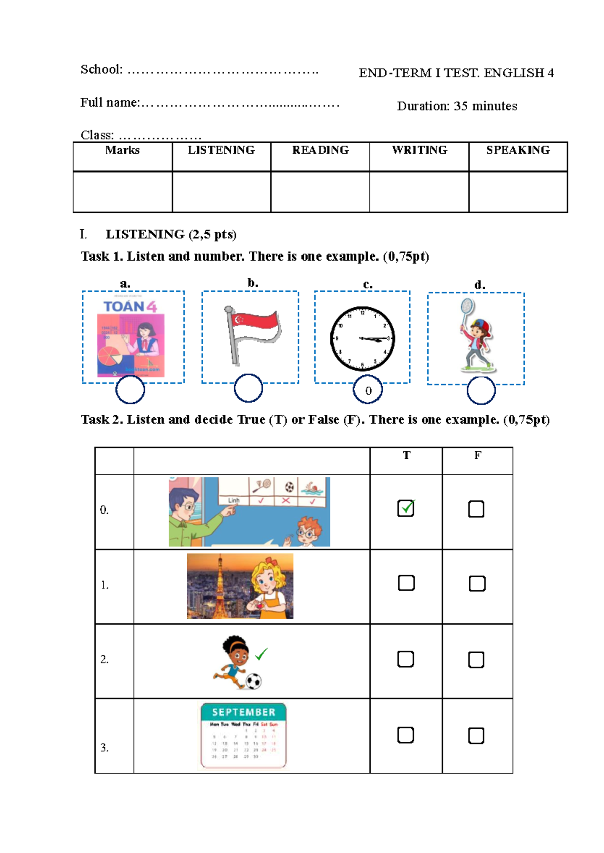 English 4 I TEST: Listening, Reading, Writing, Speaking Review - Studocu