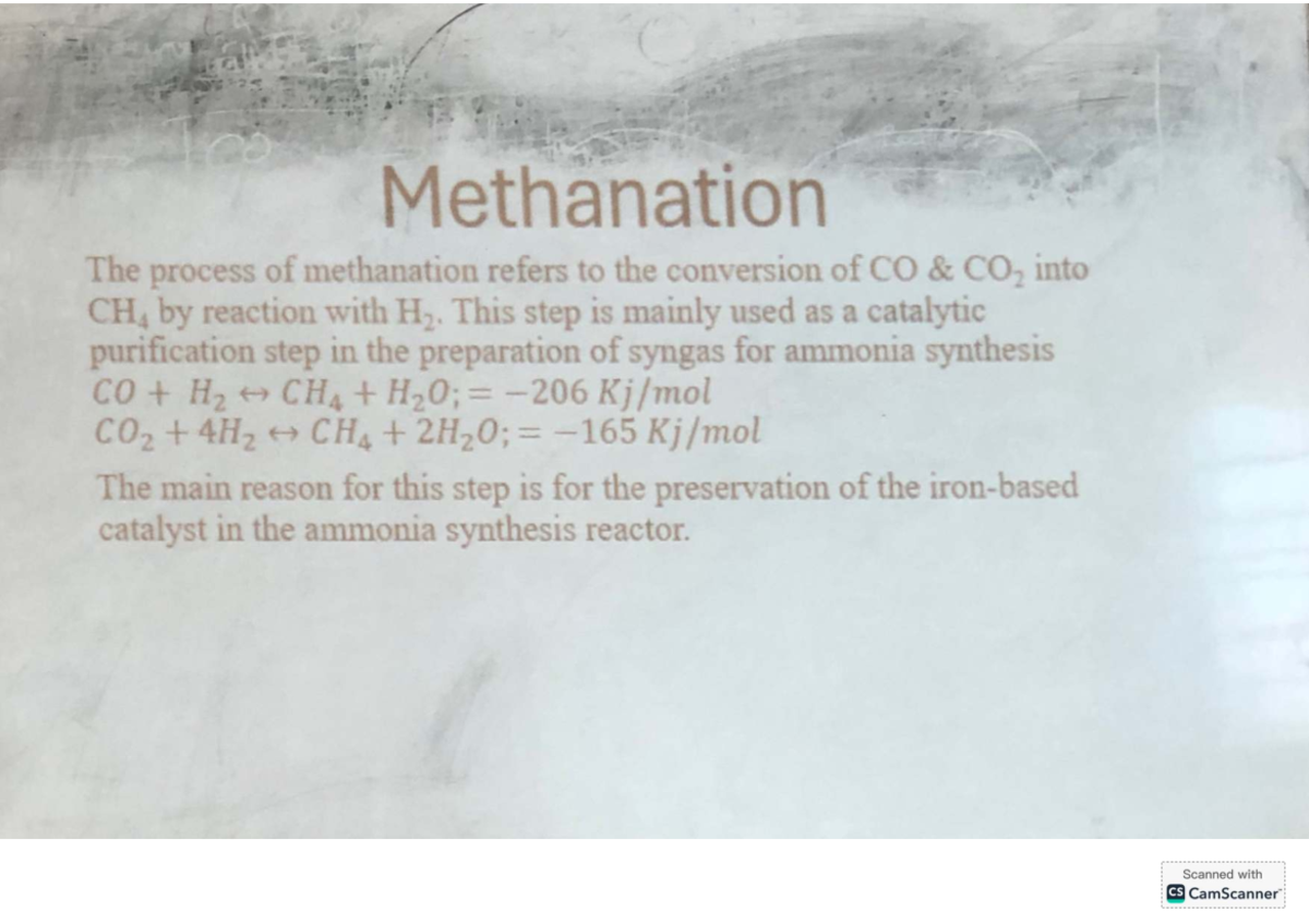 Methanation Process Overview and Applications - Studocu