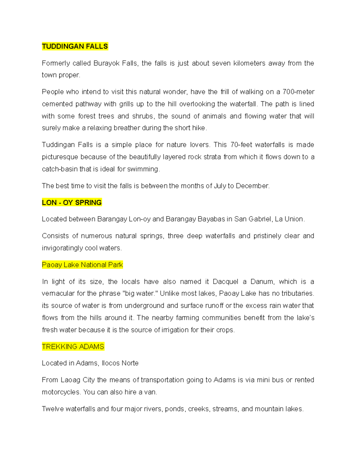 Aaaareport guide - TUDDINGAN FALLS Formerly called Burayok Falls, the ...