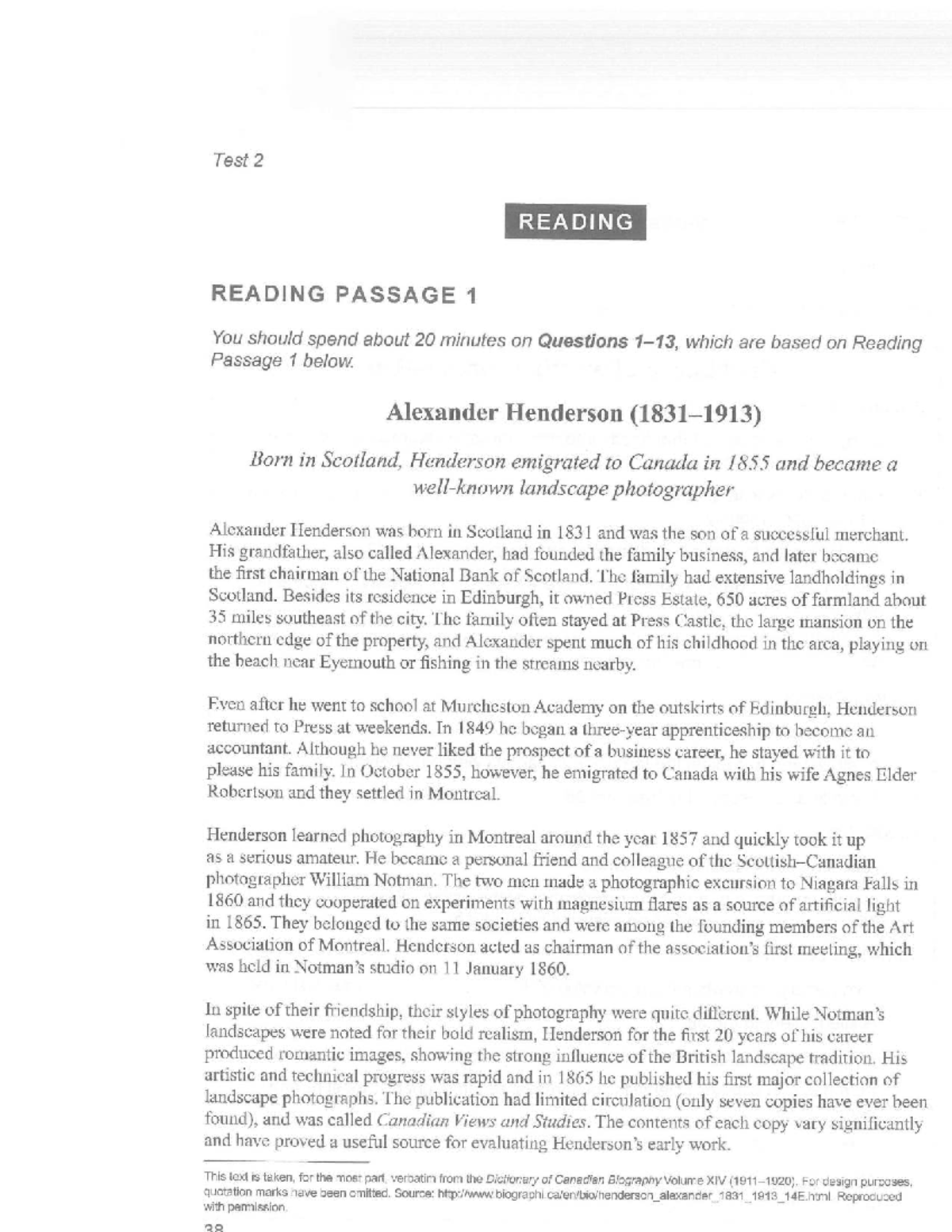 AD28 11 - Test 2 Reading Passage 1: Alexander Henderson's Life and Work ...