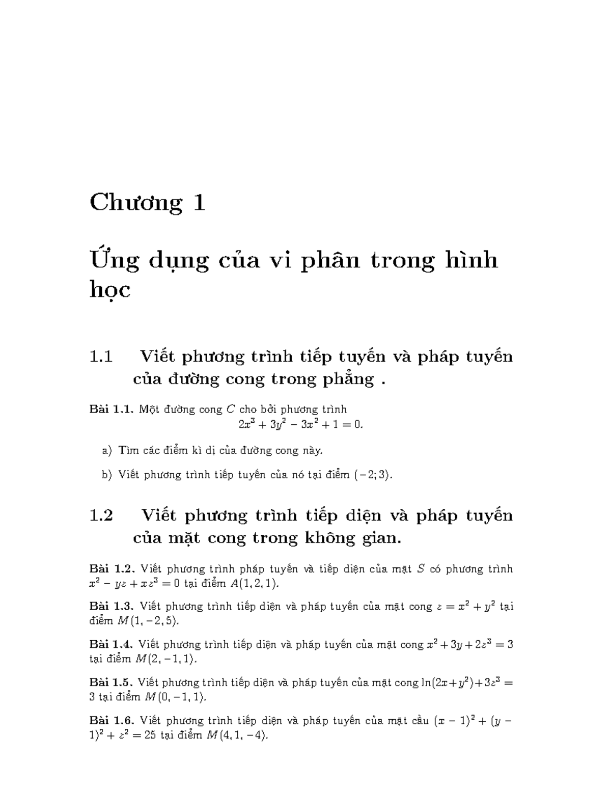 Bài tạp giải tích 2 - dsfdsfds - Chương 1 Ứng dụng của vi phân trong ...