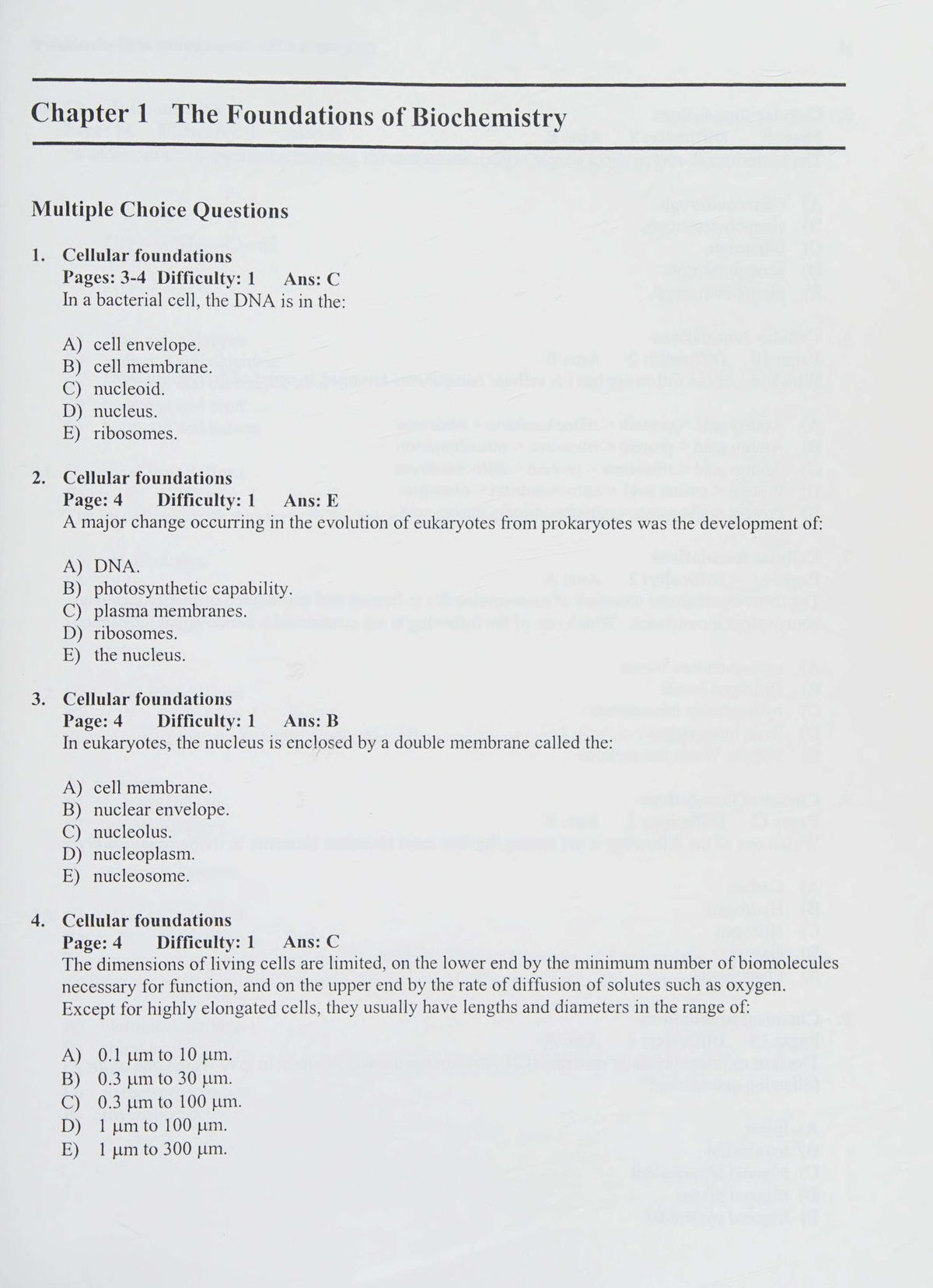 SS Chapter 1: Foundations of Biochemistry - MCQs and Answers - Studocu