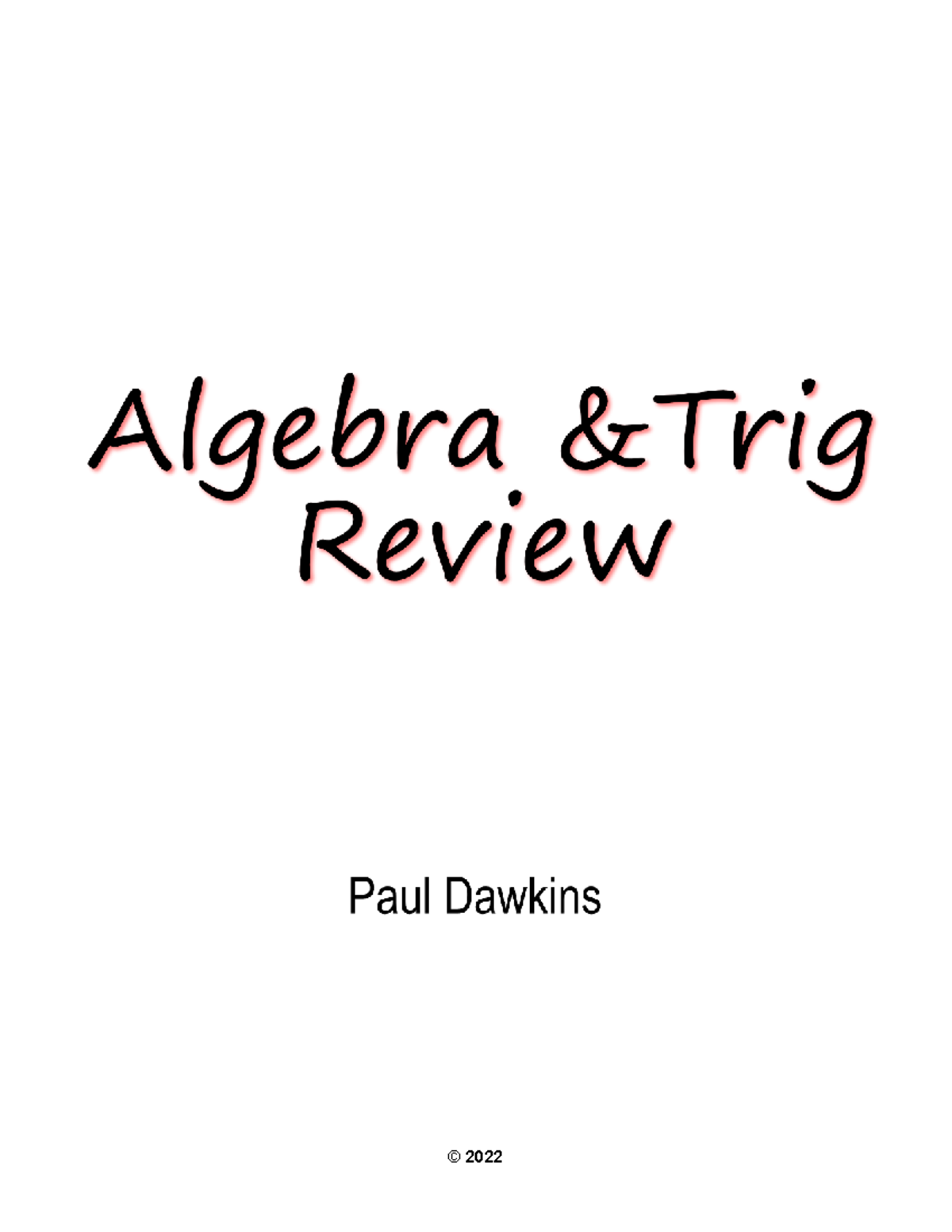 Algebra and Trig Review for Calculus (MATH 101) - Studocu