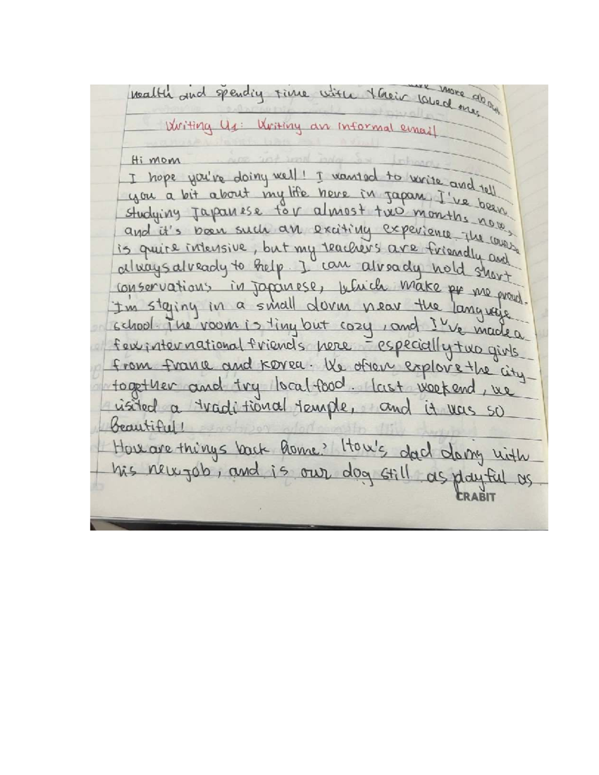 LT04 GEN3 Writing: Informal Email and Course Reflections - Studocu