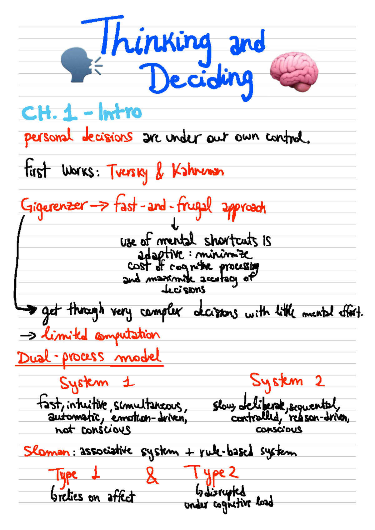 Thinking and Deciding - Class Notes on Decision-Making Theories ...