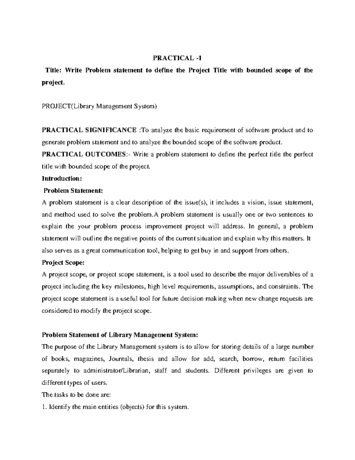 Practical Analysis: Problem Statement for Library Management System ...