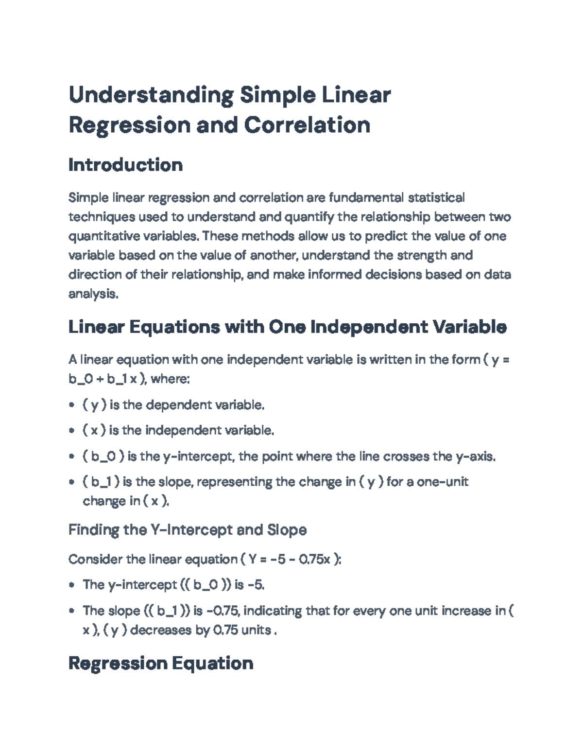 Understanding Simple Linear Regression & Correlation Techniques - Understanding Simple Linear ...