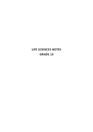 LIFE Sciences Grade 10 Notes - LIFE SCIENCES GRADE 10 NOTES TABLE OF ...