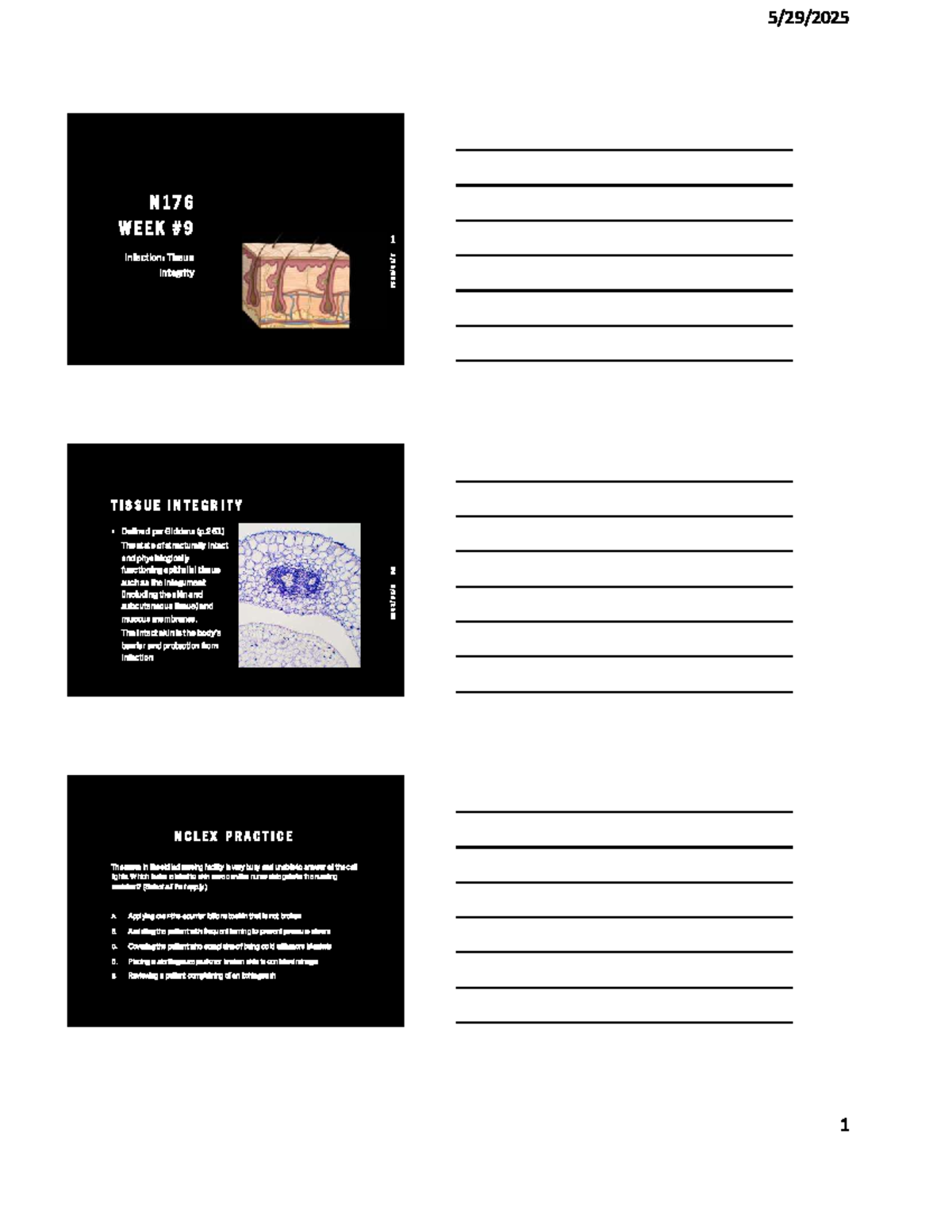 N176 Week 9 Lecture Notes: Infection & Tissue Integrity Overview - Studocu