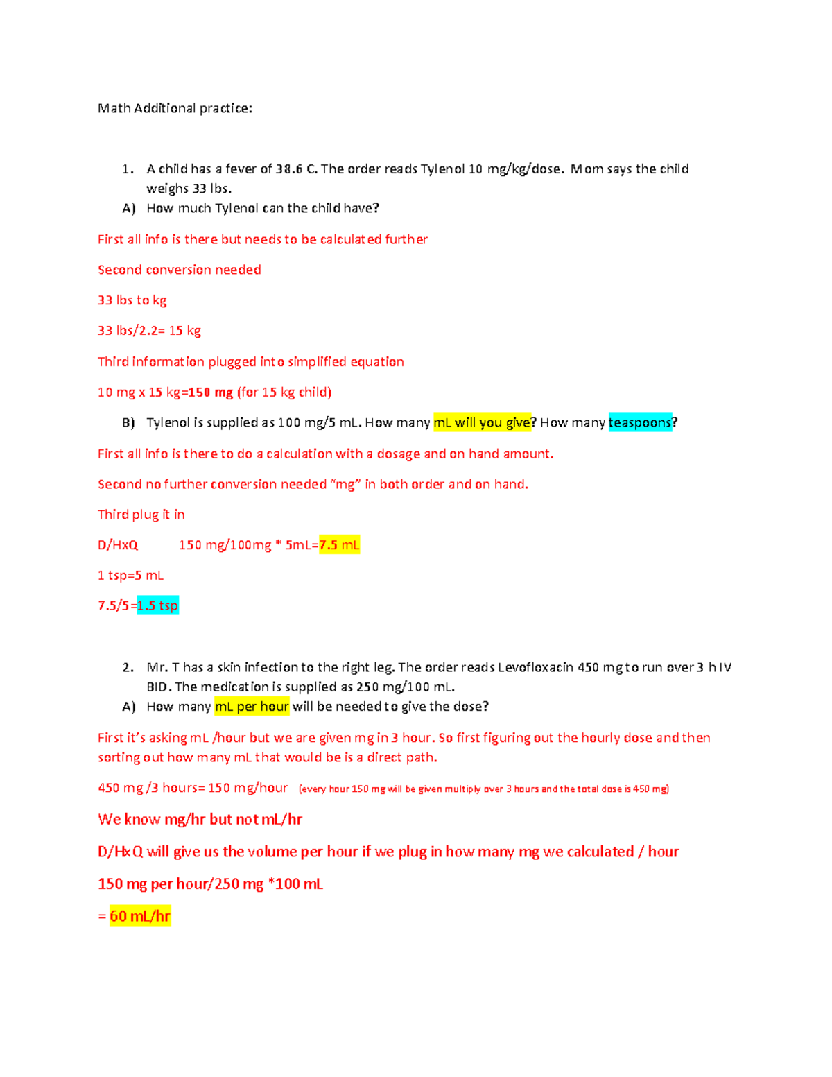 Math 101: Week 8 Practice Problems & Solutions - Studocu