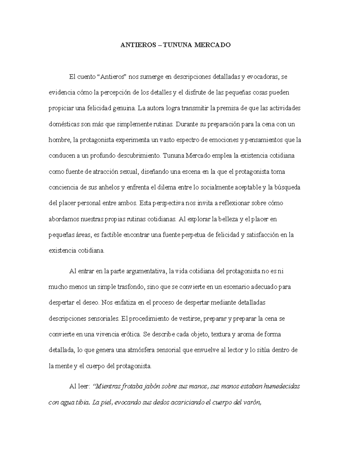 Análisis de "Antieros" de Tununa Mercado - Reflexiones sobre la Rutina ...