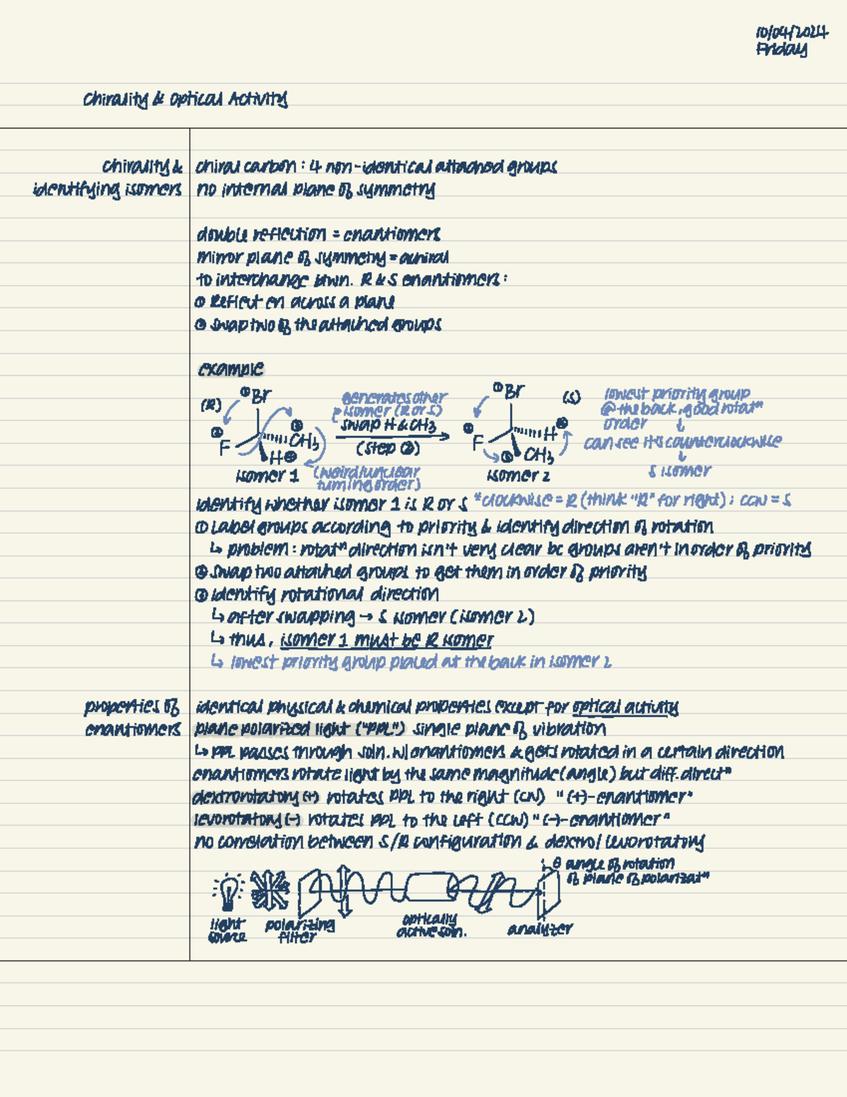 CHEM 3570 Chirality & optical activity - 10/04/ Friday chirality ...
