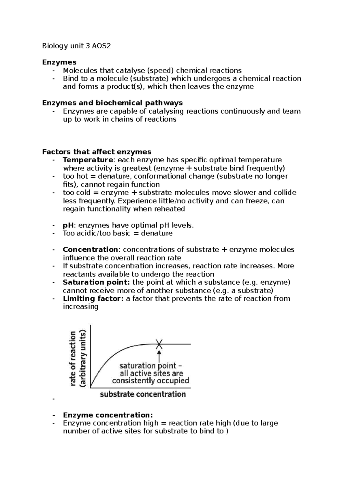 Biology Unit 3 AOS2: Enzymes and Photosynthesis Overview - Studocu