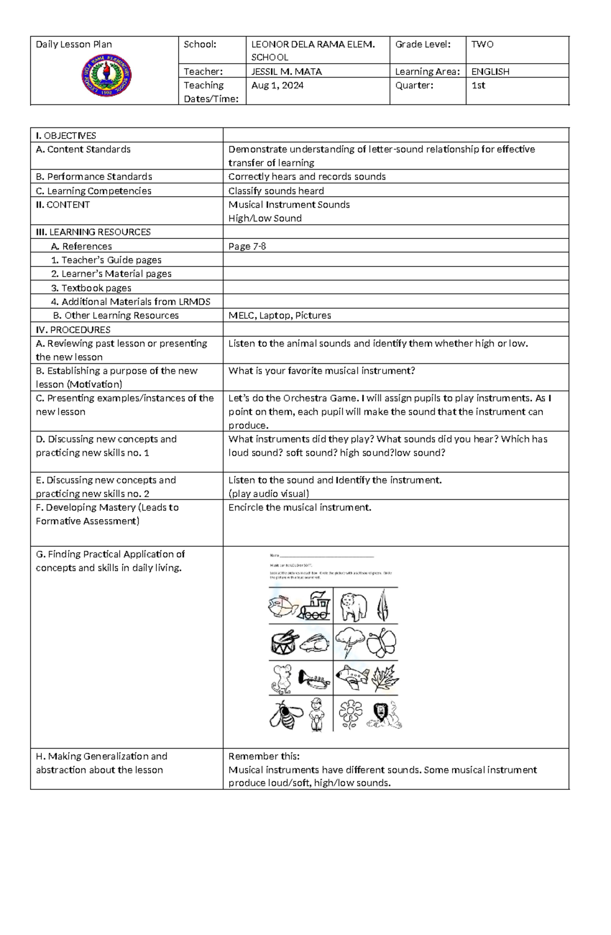 LP English DAY 4 - LESSON PLAN QUARTER 1 WEEK 2 DAY 4 - Daily Lesson ...