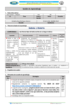 D1 A2 Sesion PS. DÍA DE LA Educación Primaria - ACTIVIDAD DE APRENDIZAJE 1 I. DATOS INFORMATIVOS ...