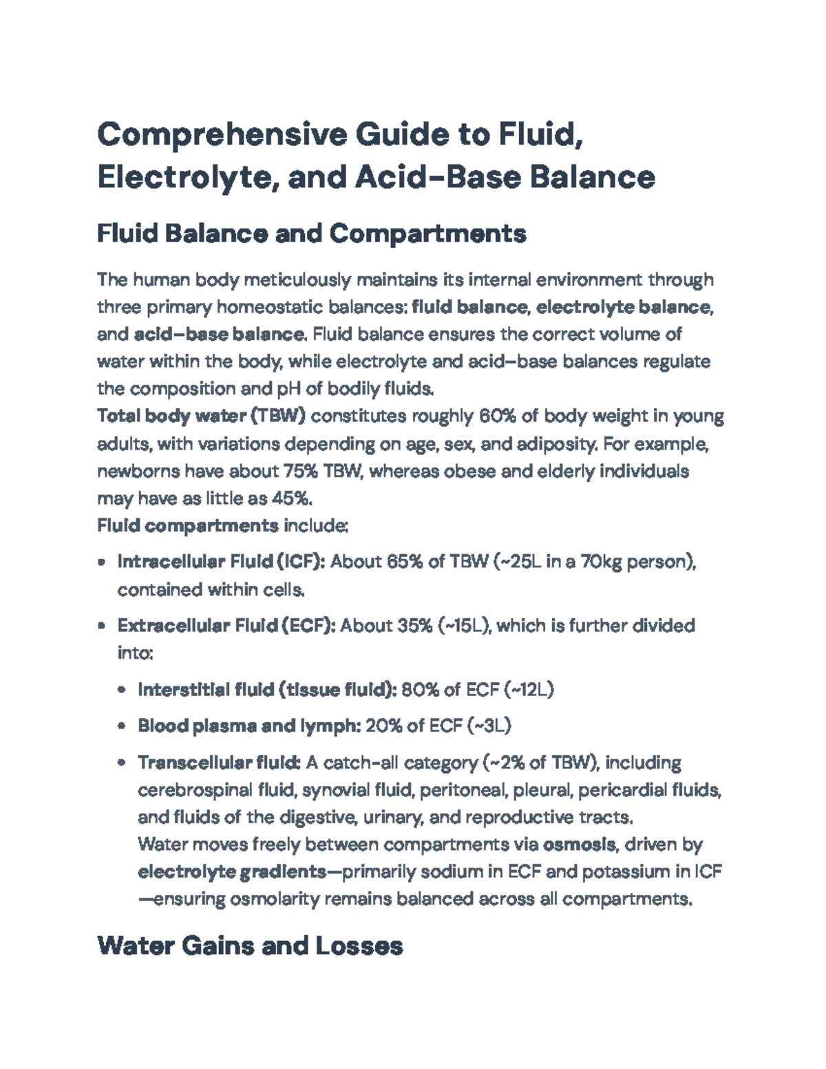 Comprehensive Overview of Fluid, Electrolyte, and Acid-Base Balance ...