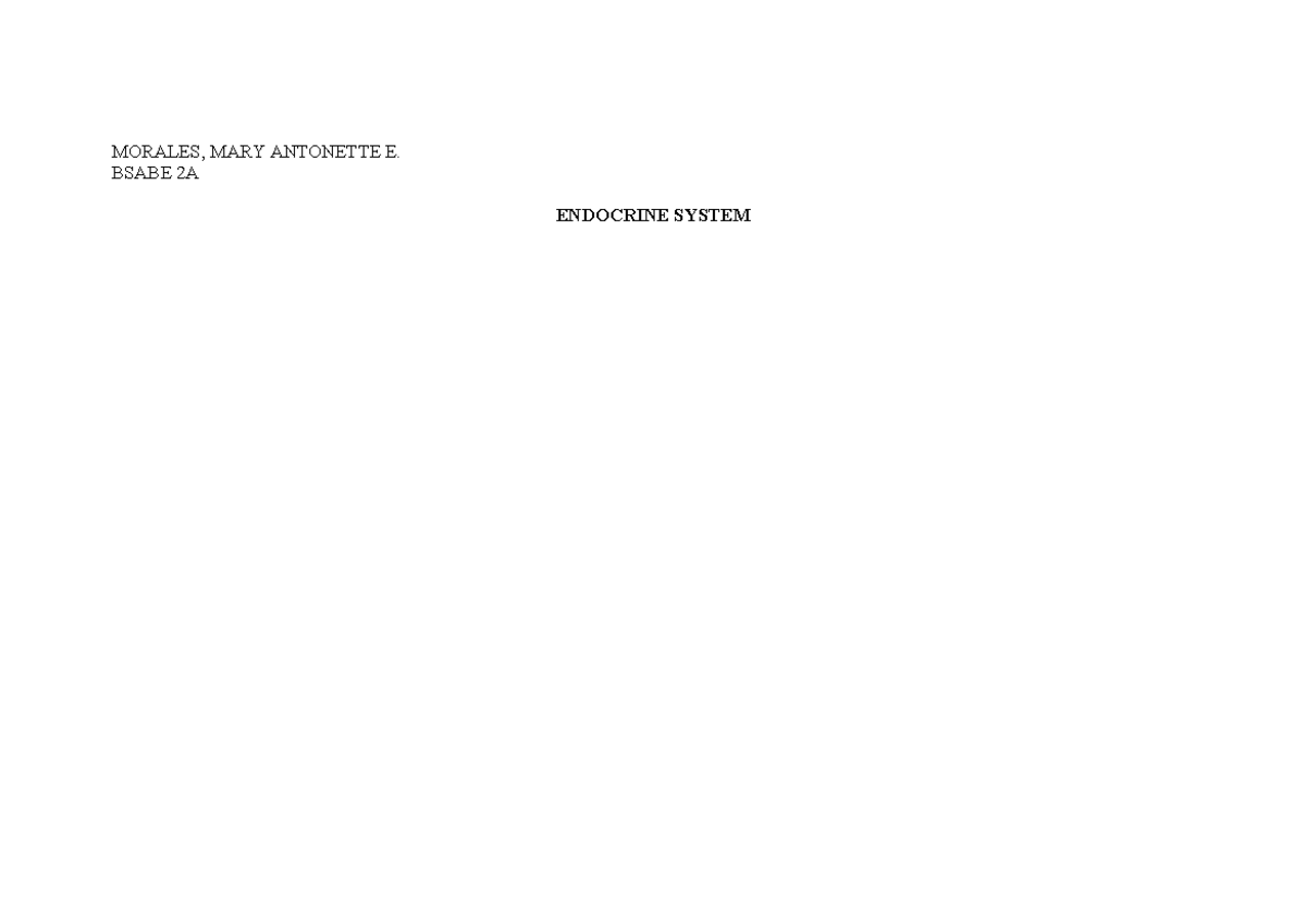 BSABE 2A Endocrine System Overview: Glands, Functions, & Disorders - Studocu