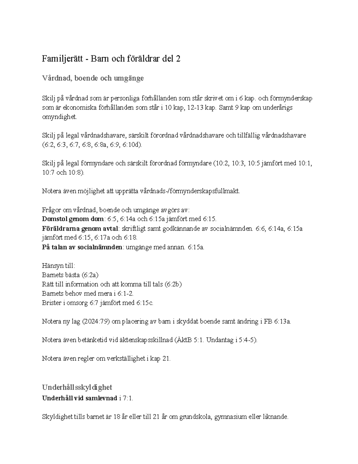 Familjerätt - Barn och Föräldrar Del 2: Vårdnad och Umgänge (FÖR 2021 ...