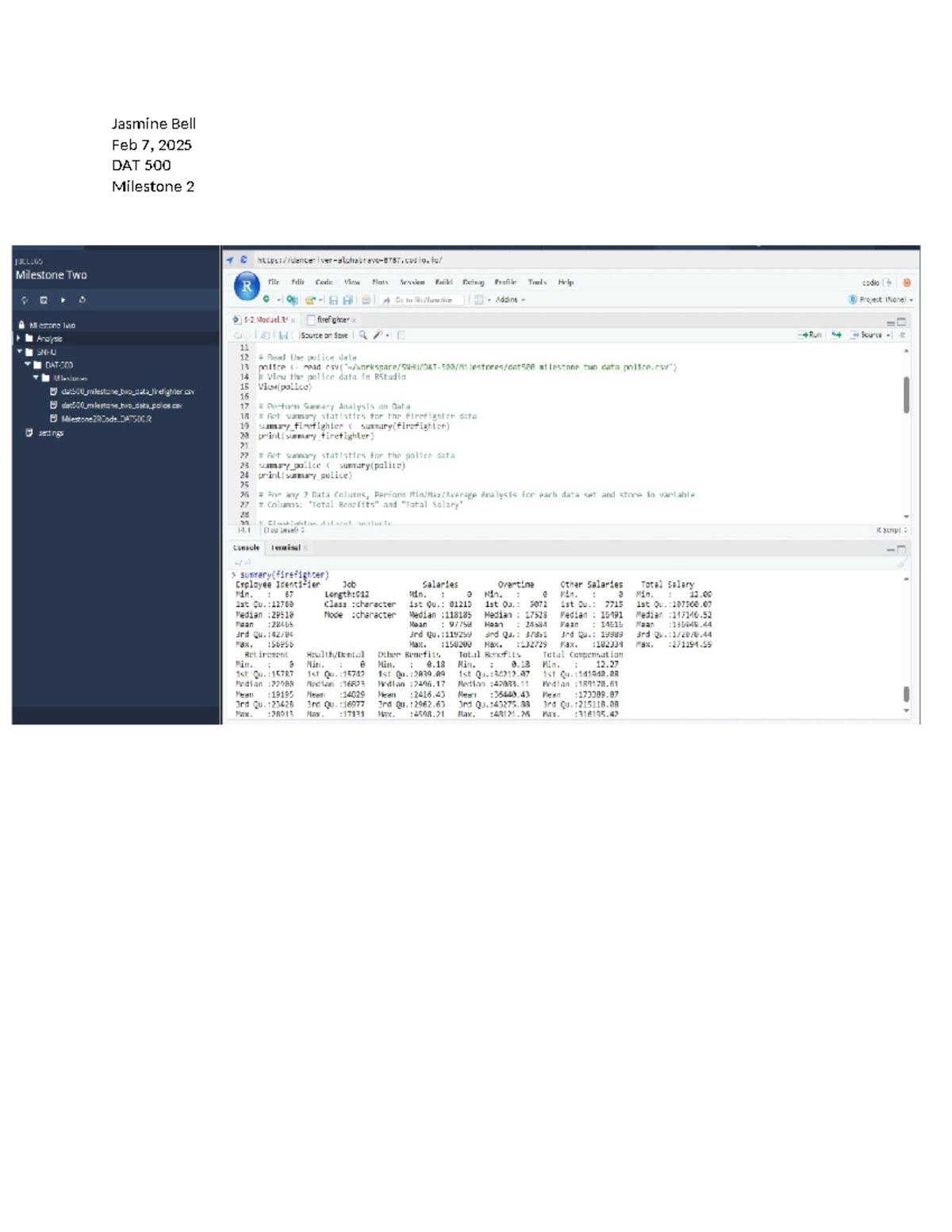 DAT 500 Milestone 2: Data Validation & Summary Analysis - Studocu