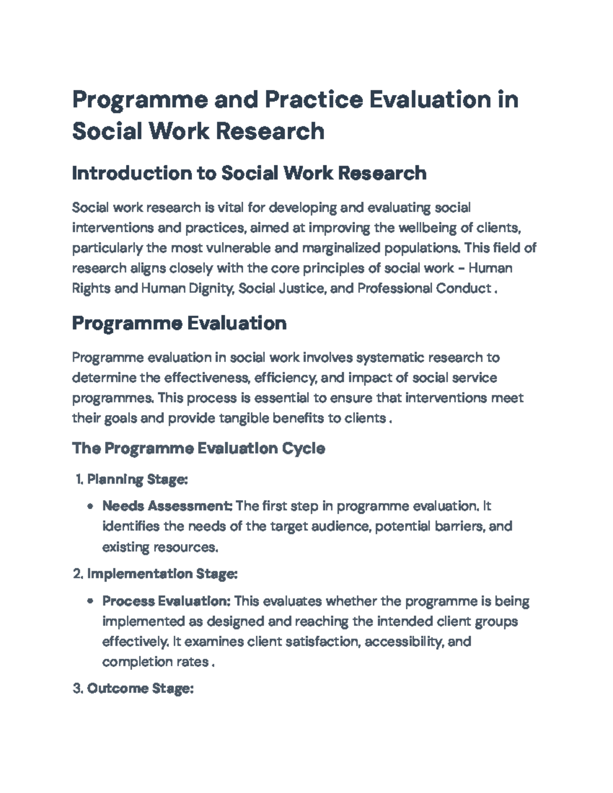 Programme and Practice Evaluation in Social Work Research - Programme ...