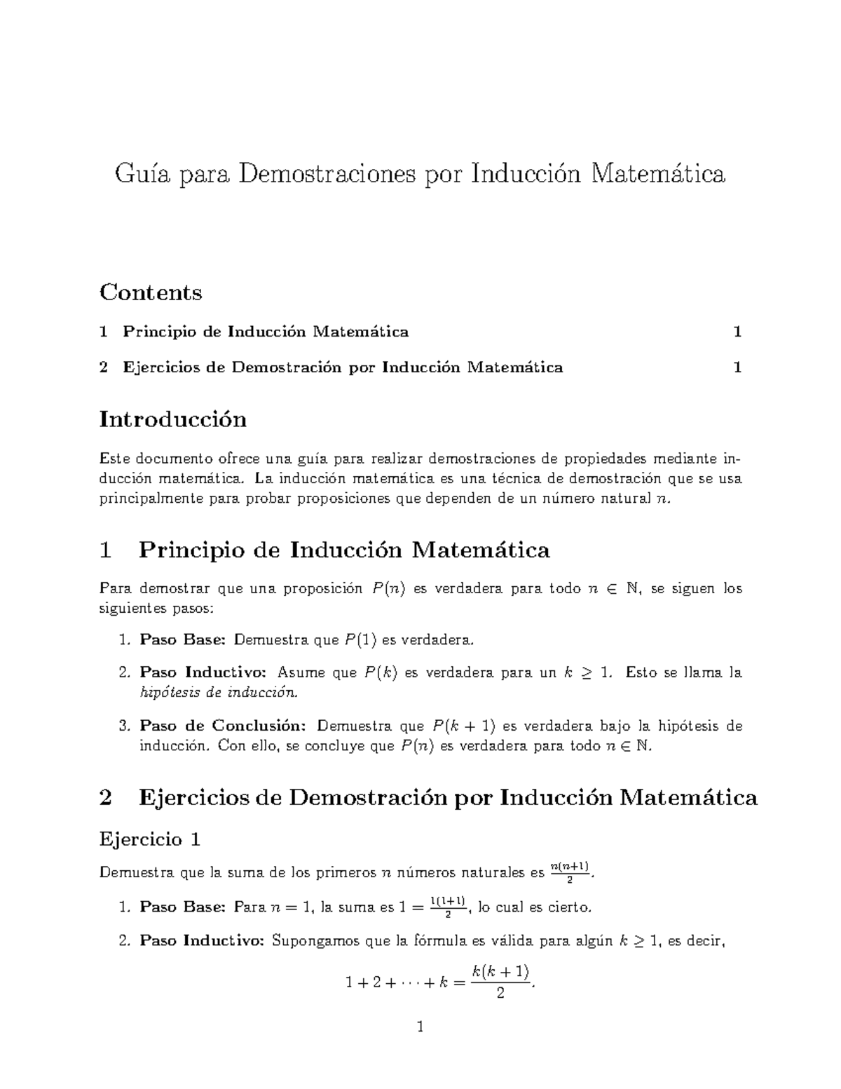 Guía de Demostraciones por Inducción Matemática (MAT-101) - Studocu