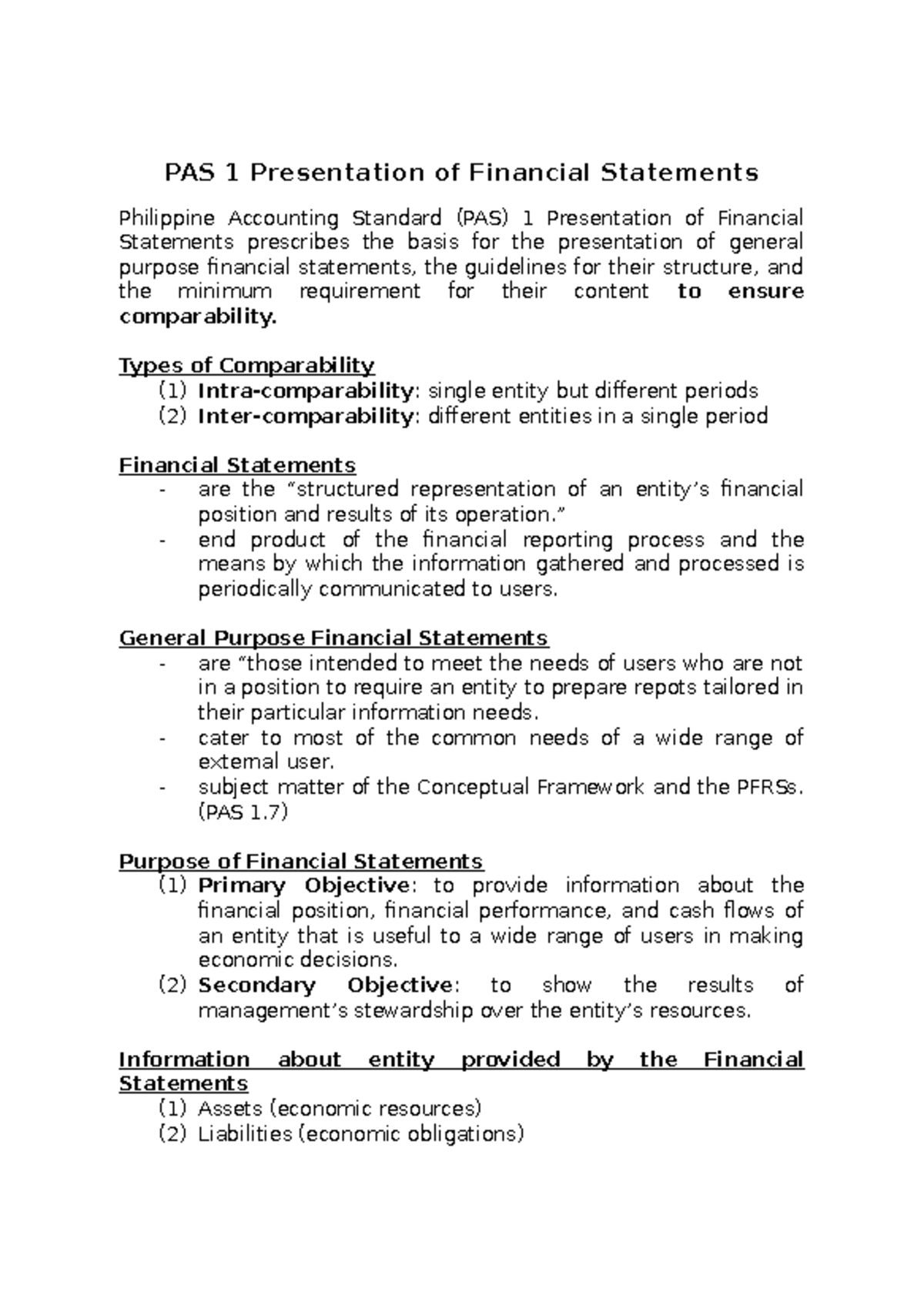 PAS 1 Presentation of Financial Statements: Key Insights and Notes ...