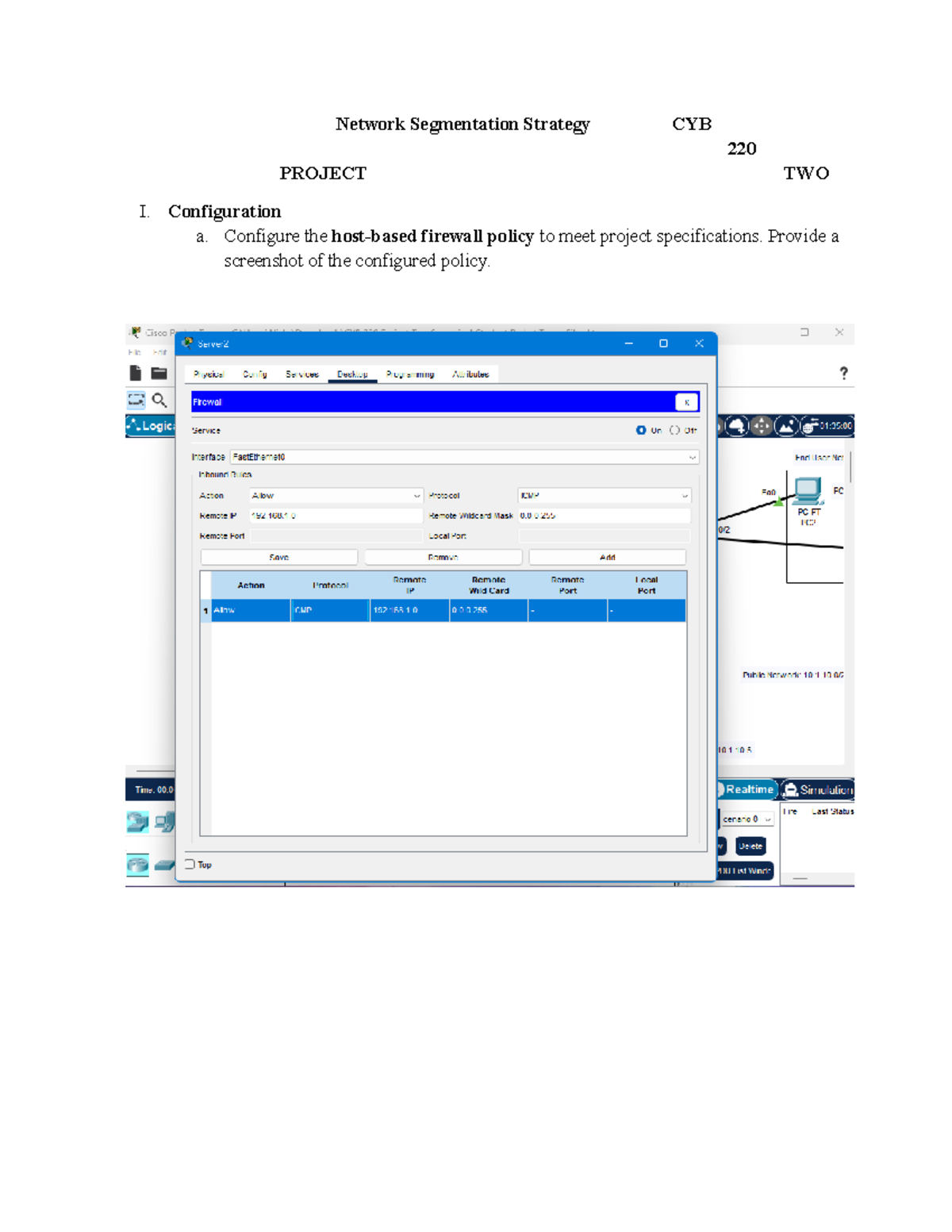 CYB 220 Project Two: Network Segmentation Strategy and Firewall Configurations - Studocu