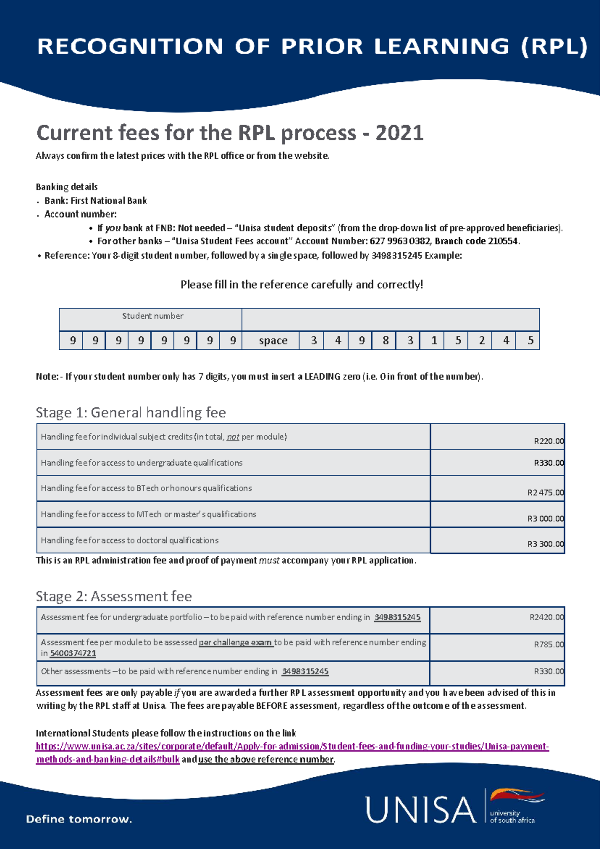 RPL Fees Overview - 2021 Report and Payment Instructions - Studocu