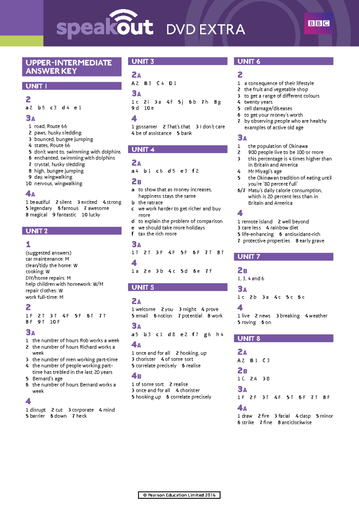 Speakout DVD Extra Upper Intermediate Answer key - © Pearson Education ...