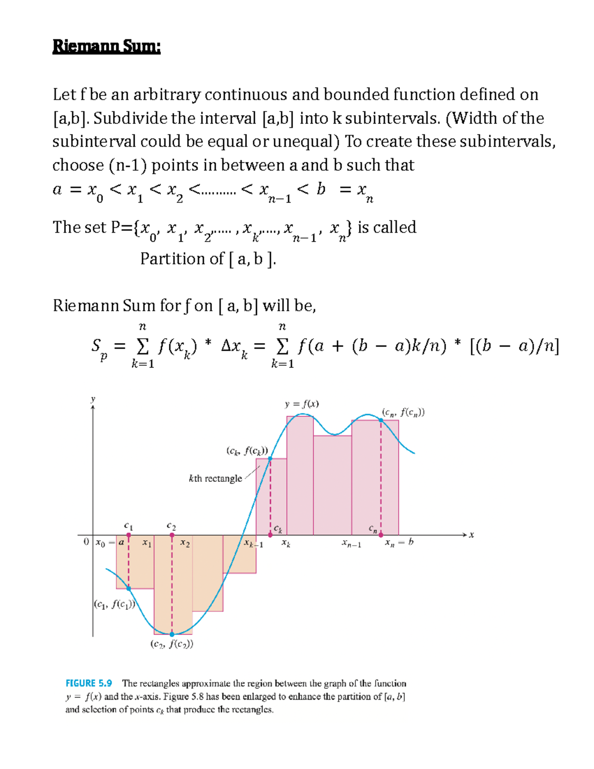 Riemann Sum Notes for Continuous Functions in Calculus - Studocu