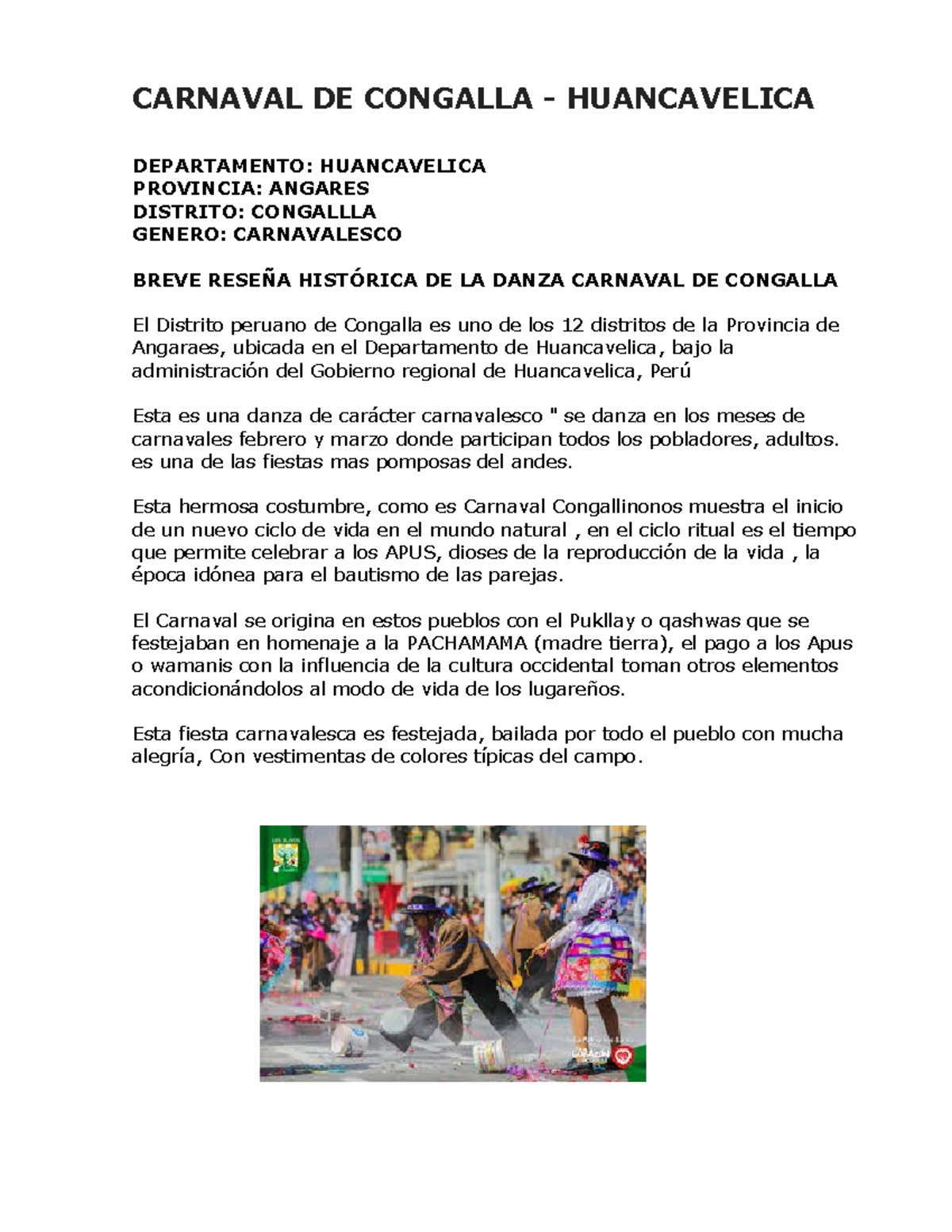 Estructura del Trabajo de Investigación sobre el Carnaval de Congalla ...