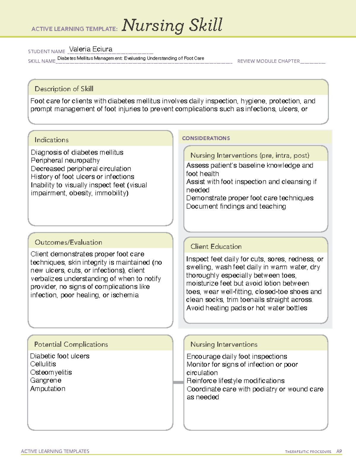 ATI Foot Care for Diabetes Management - Active Learning Templates - Studocu