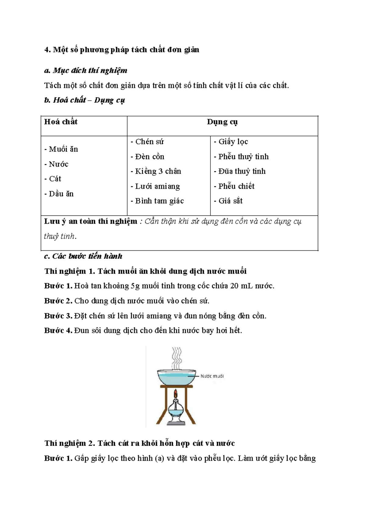Nhóm 4 - Phương pháp tách chất đơn giản trong thí nghiệm - Studocu