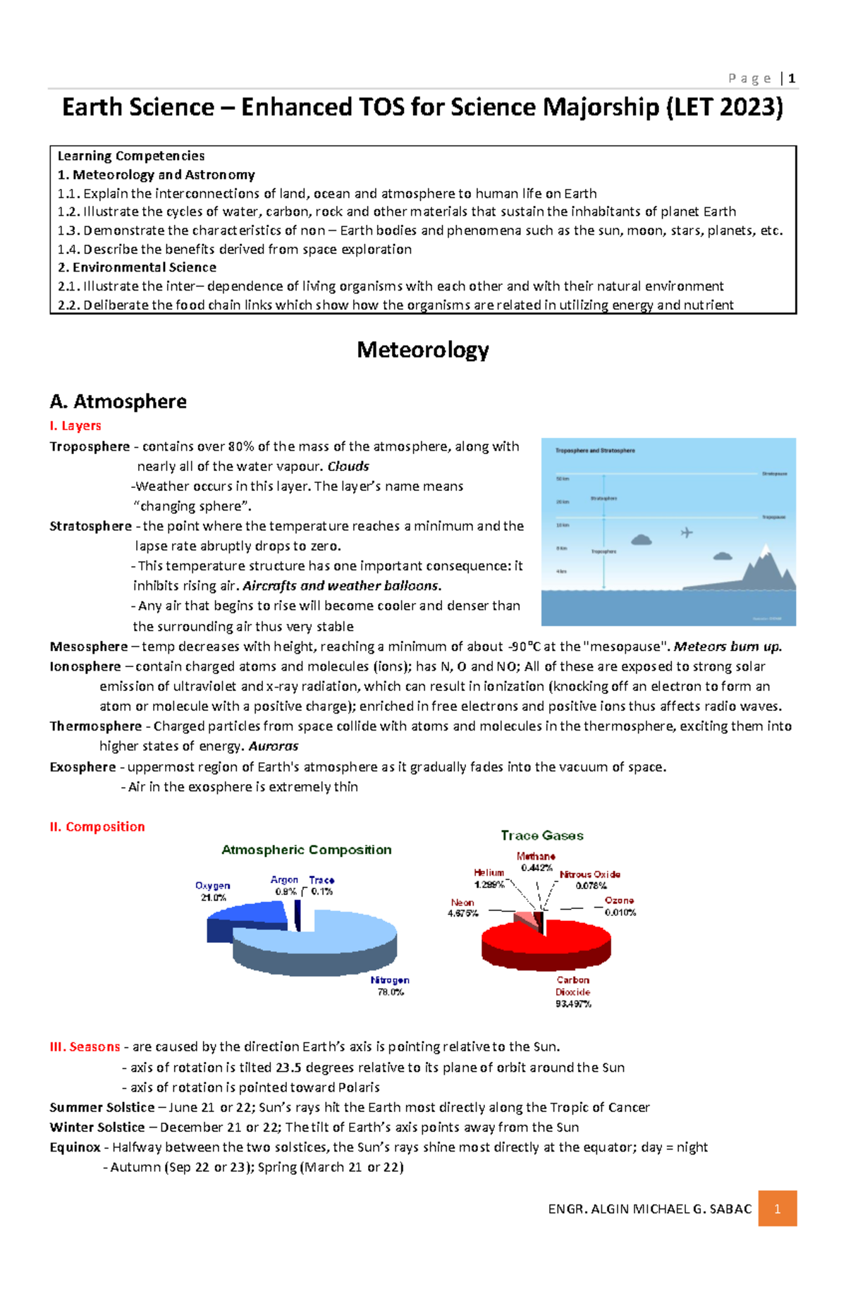 Earth Science Notes: Enhanced TOS for Science Majorship (LET 2023 ...
