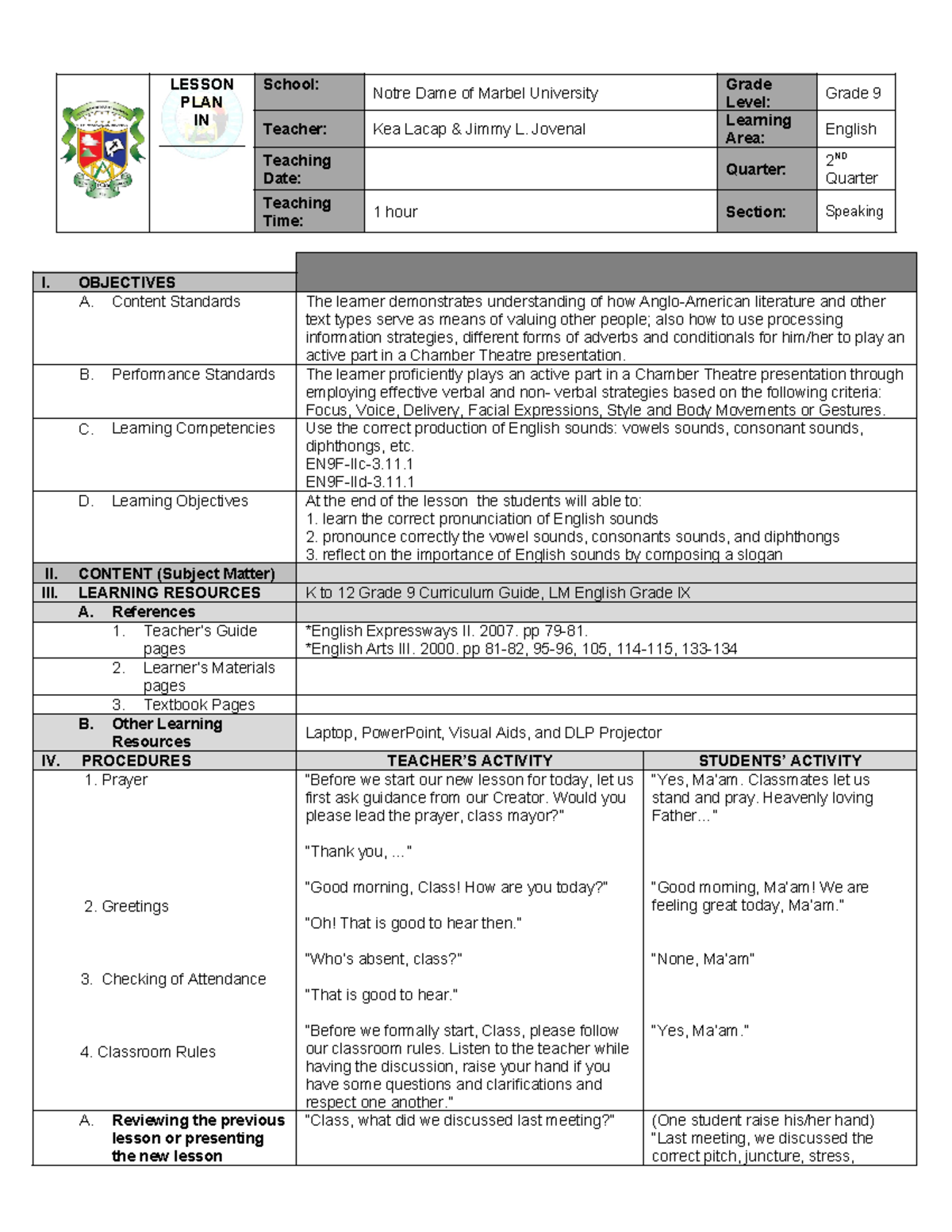 EN9-LP LJ Super Final Revision: Mastering English Sounds and Diphthongs ...