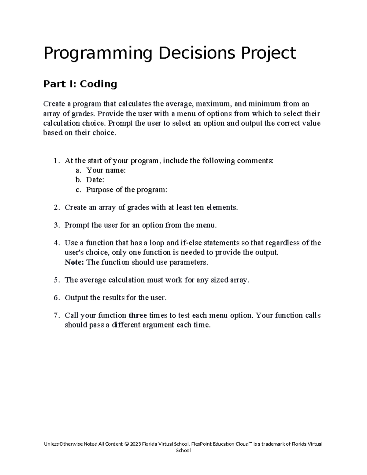 Programming Decisions Project Part I: Grade Calculation Program - Studocu