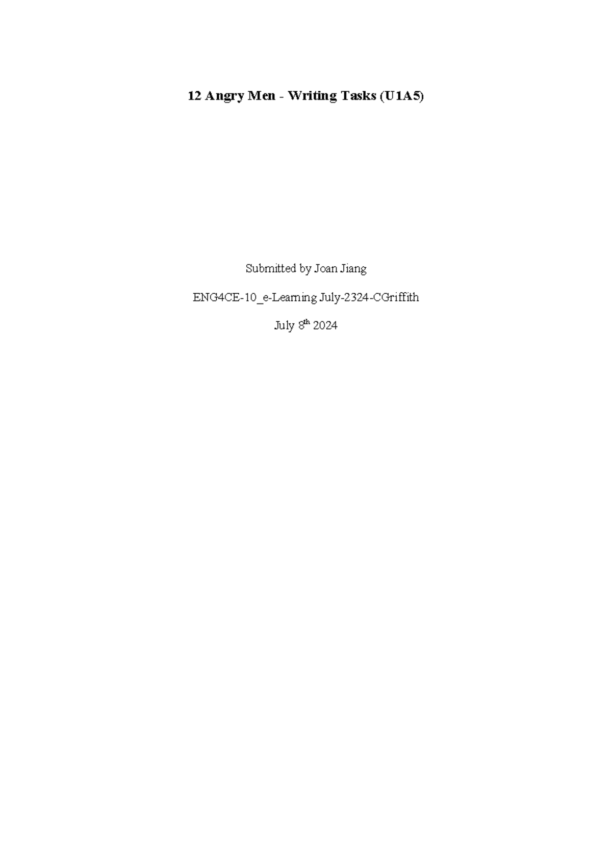 ENG4CE-10: Persuasive Essay on 12 Angry Men (U1A5) - Studocu