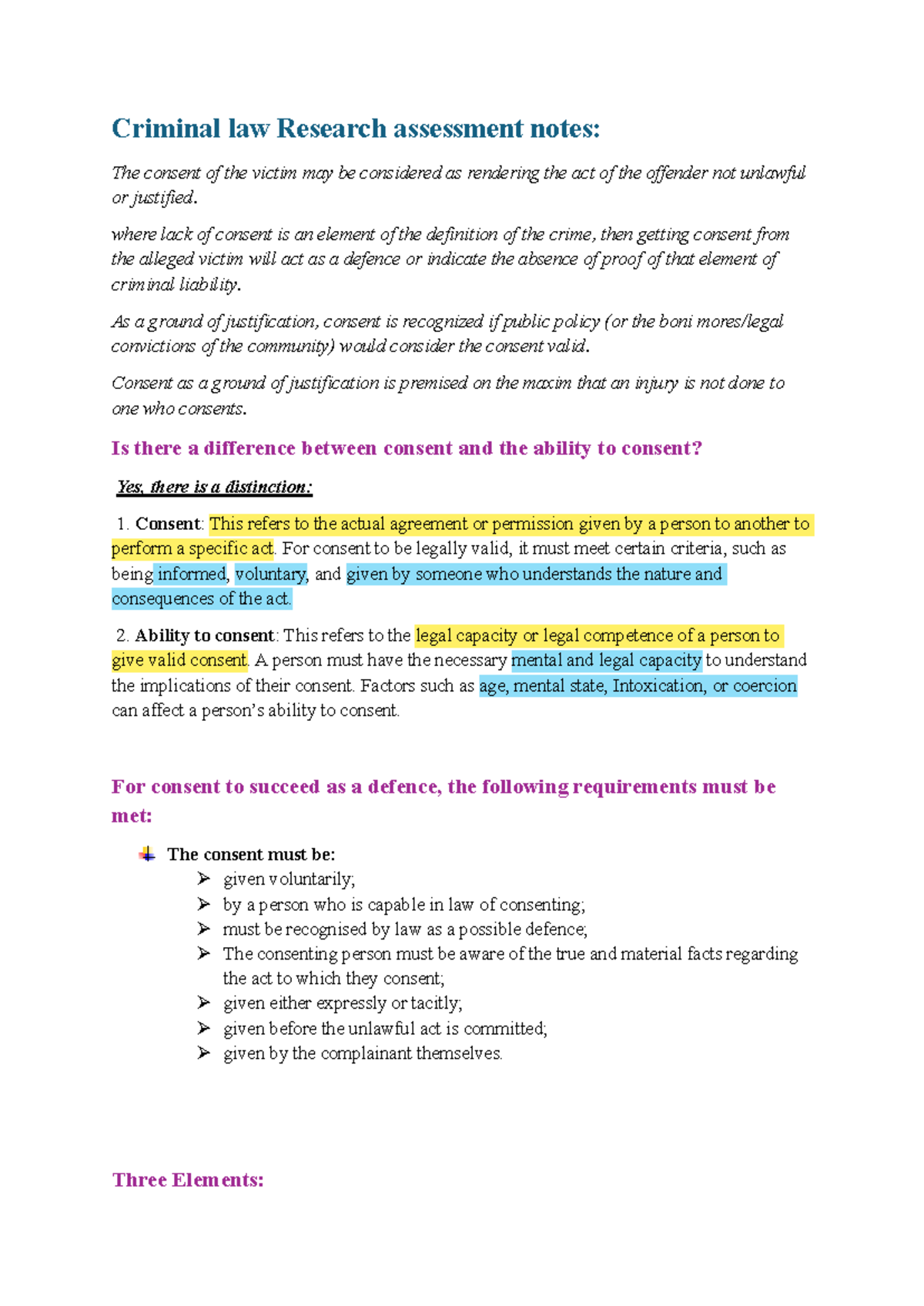 Criminal Law 101: Consent and Its Legal Implications - Studocu