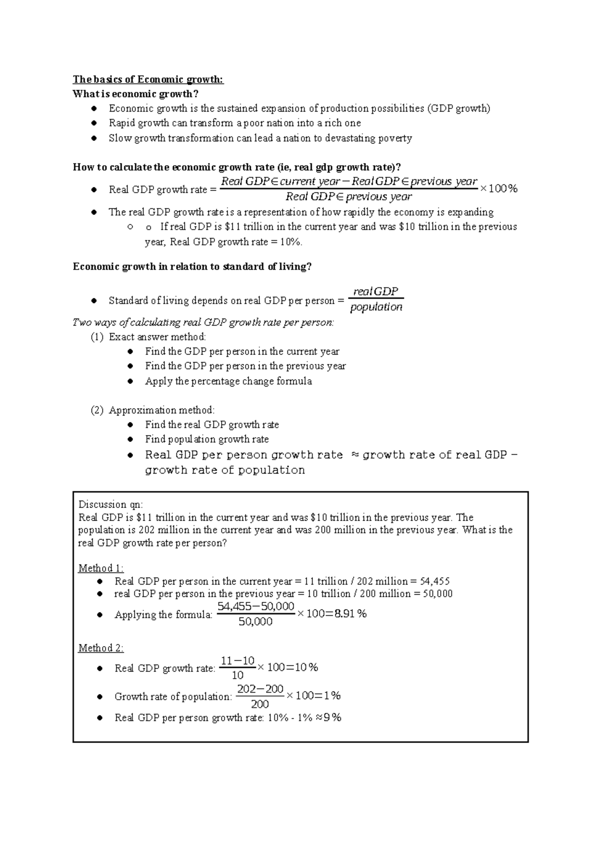 Week 4 Consolidated Econs Notes - The basics of Economic growth: What ...