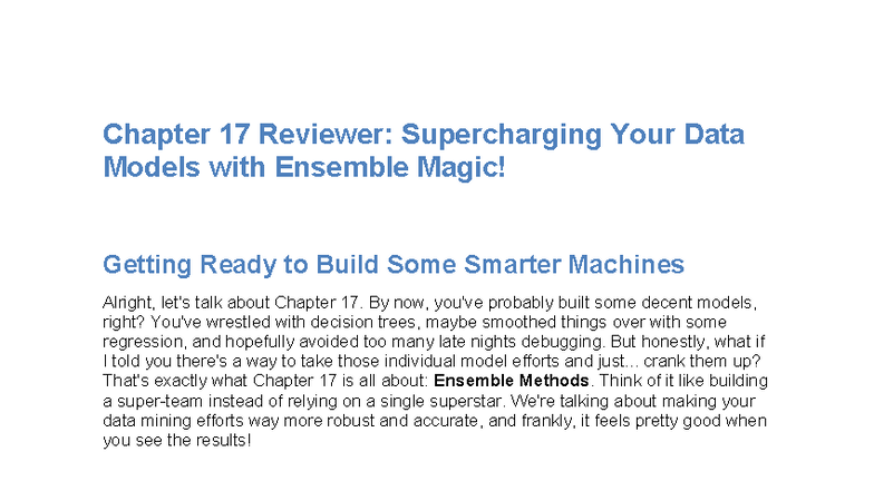 Data Mining Insights: Chapter 17 Review on Ensemble Methods - Studocu