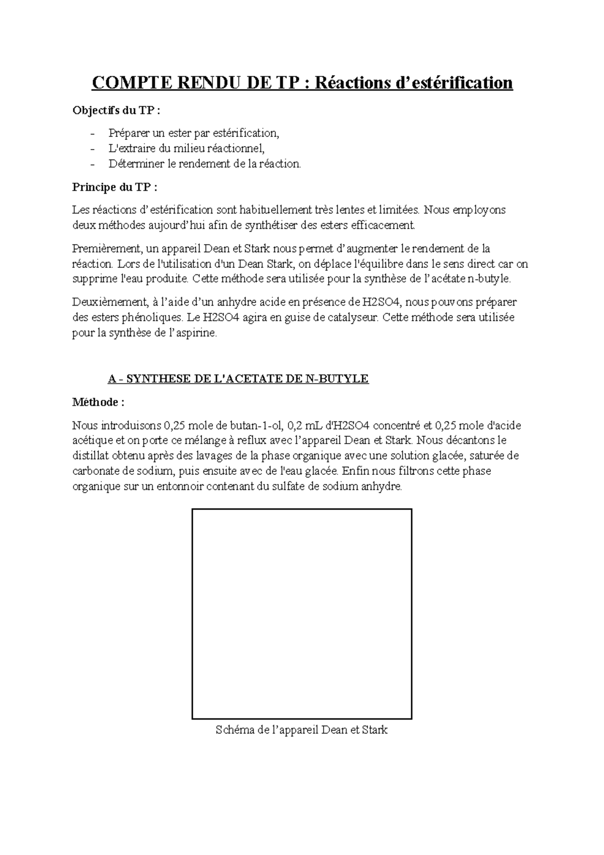 Compte Rendu DE TP - TP Esterification - COMPTE RENDU DE TP : Réactions d’estérification ...