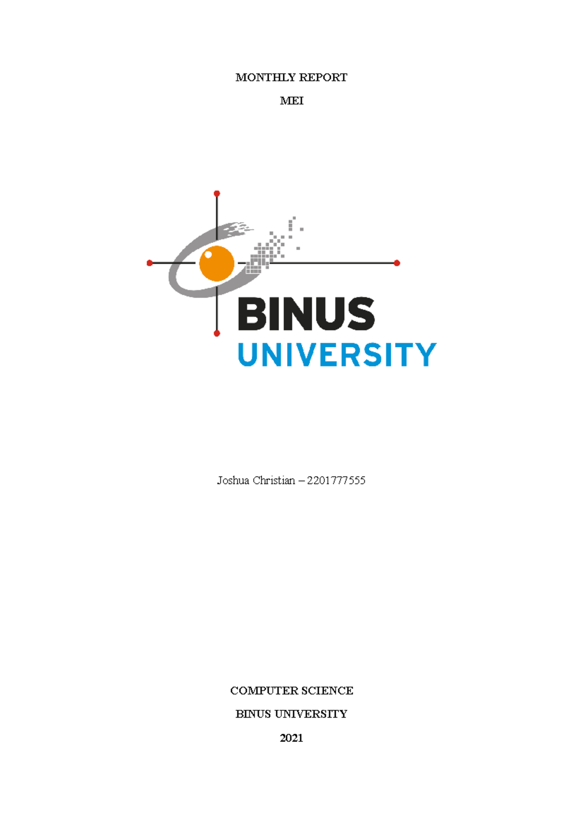 Monthly Report MEI: Database Development in APEX - May 2021 - Studocu